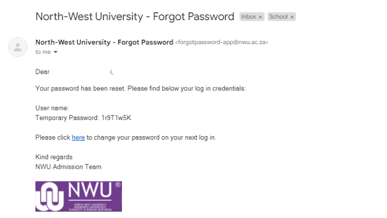 How to reset your NWU application password | UniApplyForMe